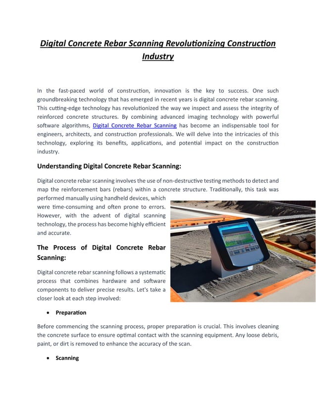 Digital Concrete Rebar Scanning Revolutionizing Construction Industry | PDF | Civil Engineering ...
