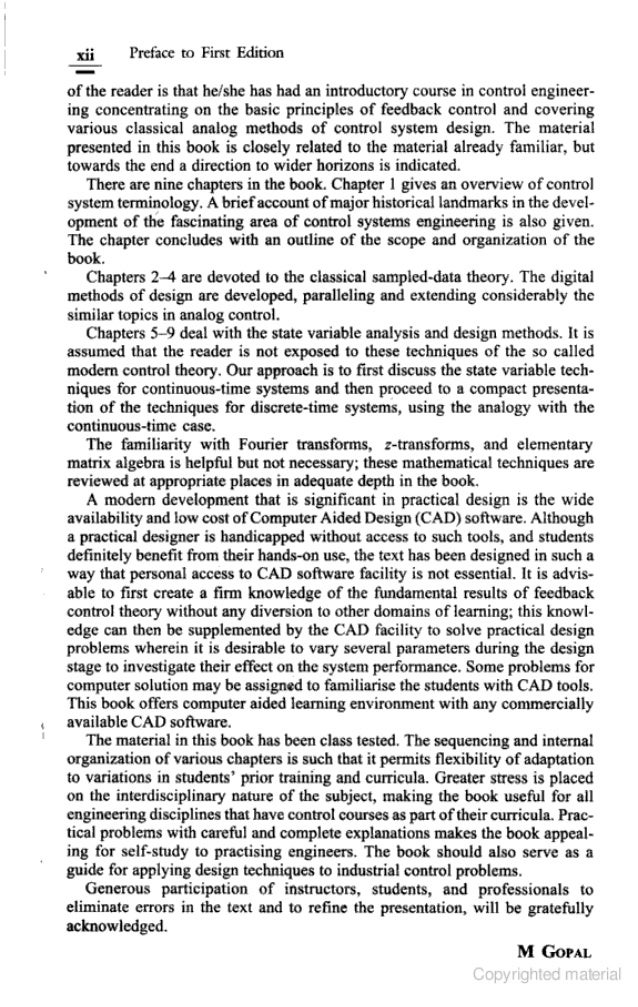 Digital control and state variable methods by m gopal | PDF