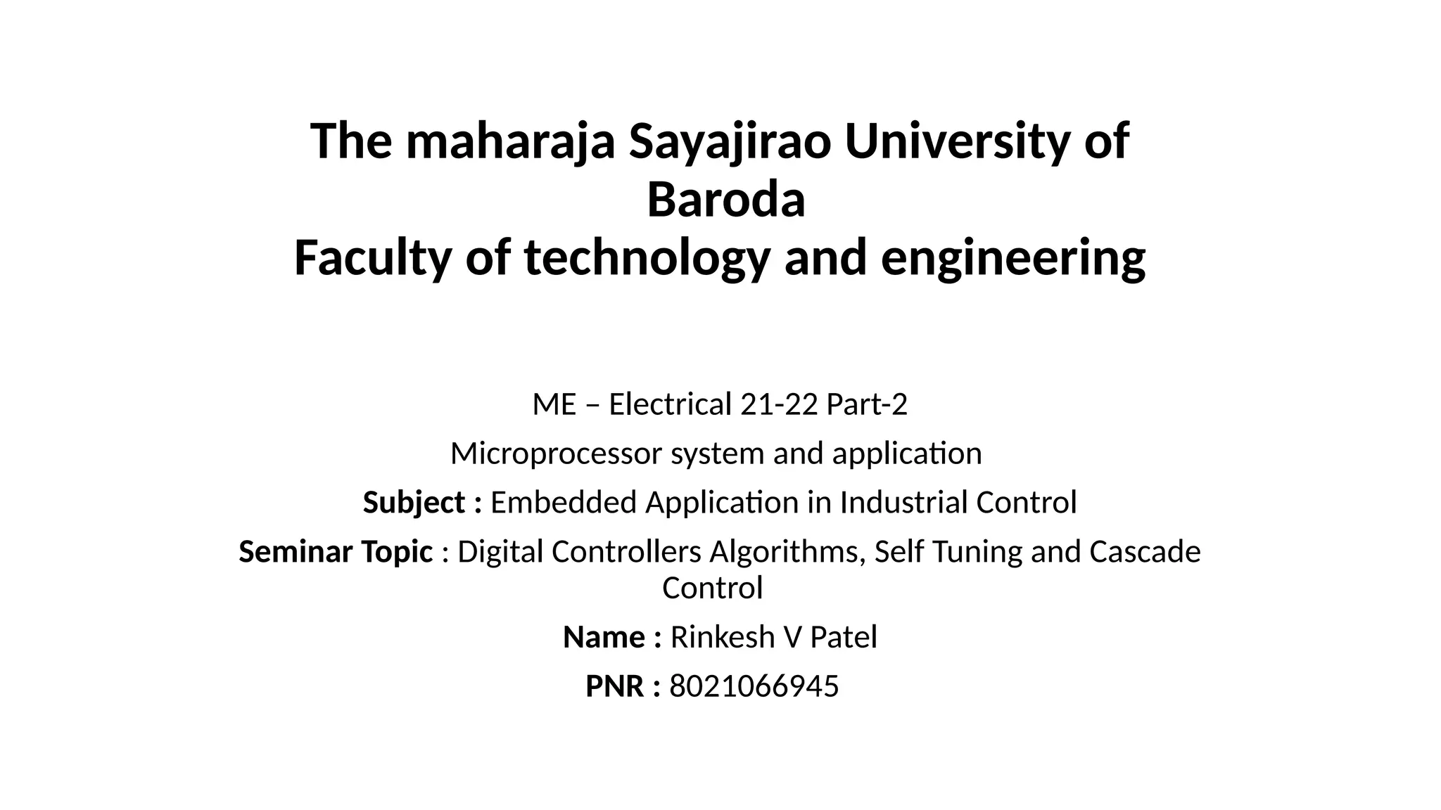 Digital_Controllers self tuning and cascade control | PPT