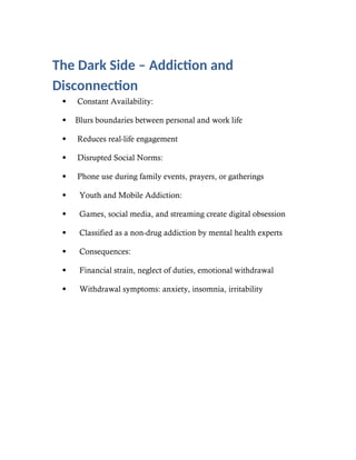 Digital Dependency:The Silent Shift in Human Interaction | DOCX