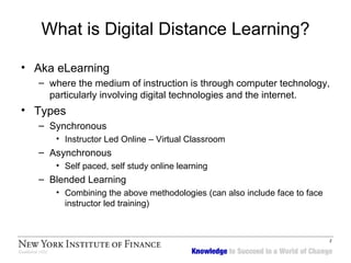Digital Distance Learning at NYIF | PPT