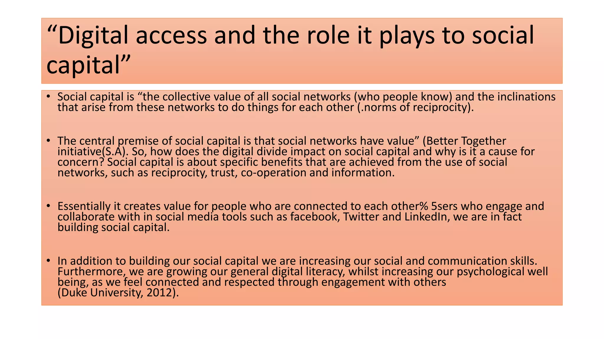 Digital divide in south africa | PPTX | Internet for Beginners | Internet