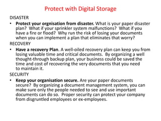 Digital Document Storage | PPTX | Data Storage and Warehousing | Computing