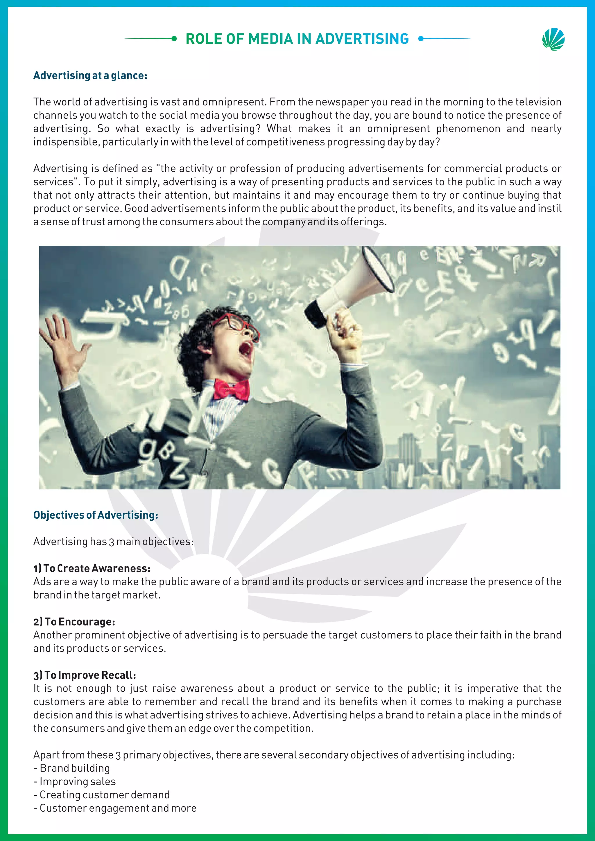 Role Of Media In Advertising | PDF