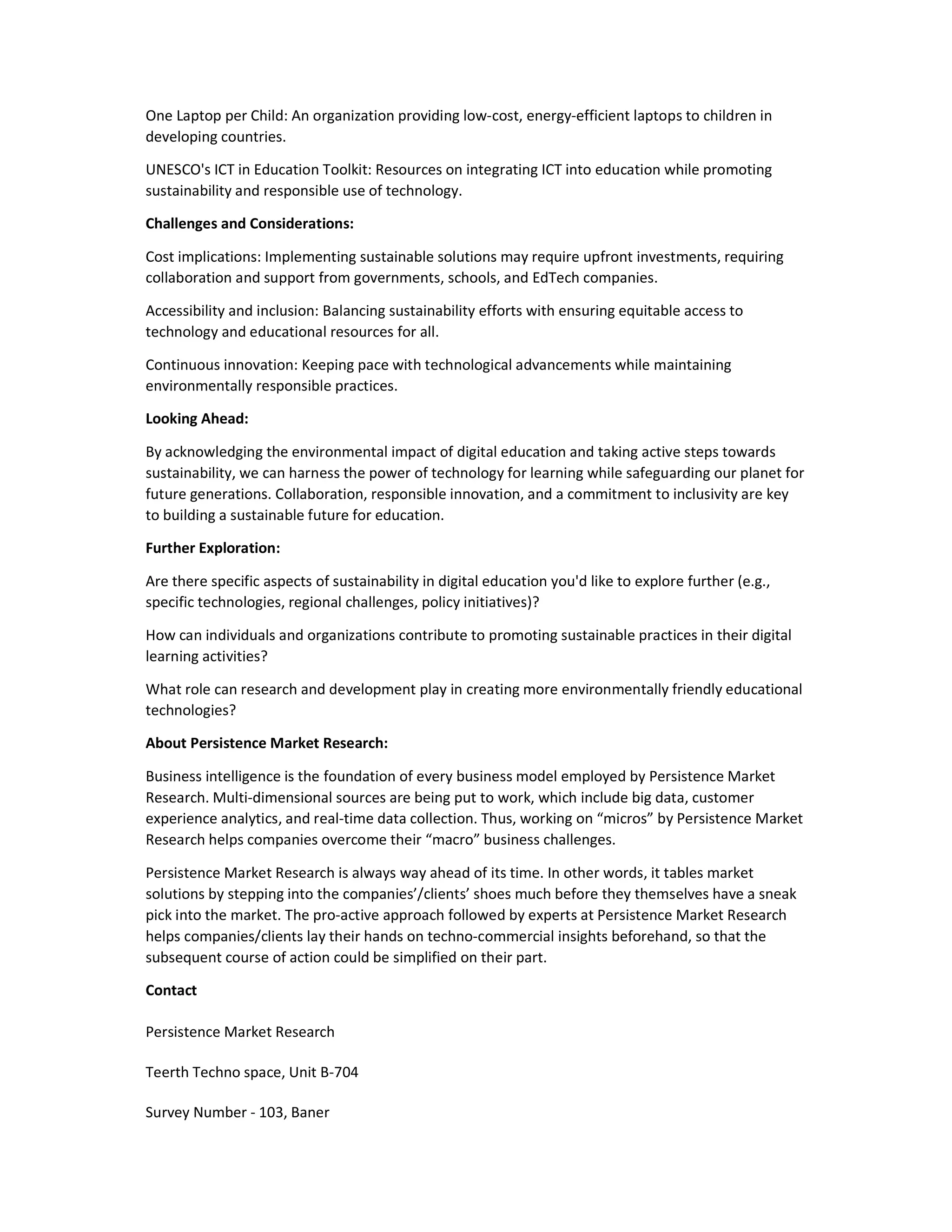 Sustainability in Digital Education: Balancing Technological Advancements with Environmental ...