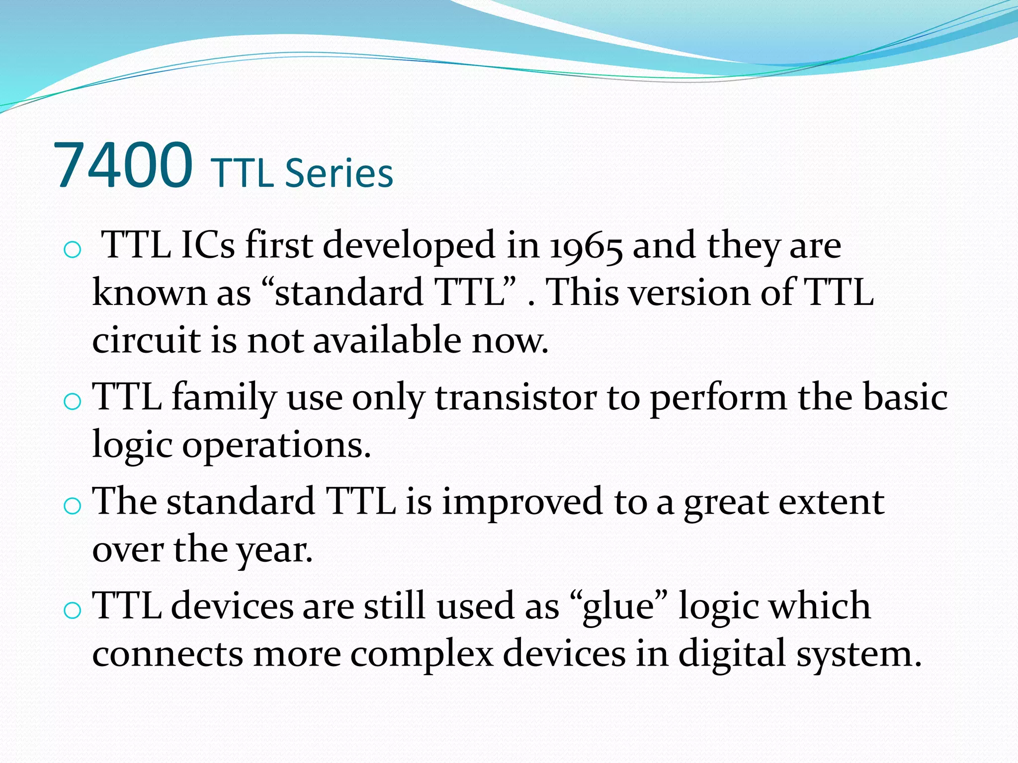 Digital Electronics - TTL (Transistor Transistor Logic) | PPTX