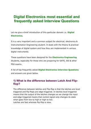 Digital Electronics Most Essential and Frequently Asked Interview ...