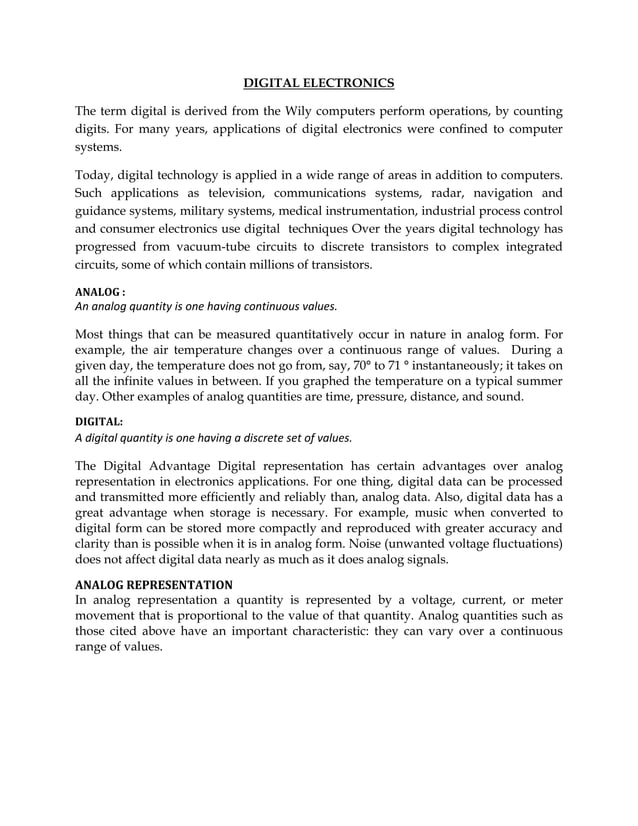 Digital Electronics Notes | PDF