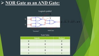 Logic gates and NAND and NOR univarsal gates | PPTX