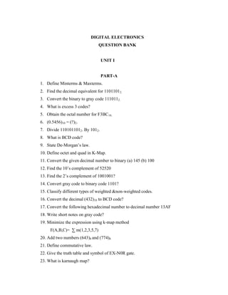 Digital Electronics Question Bank | PDF