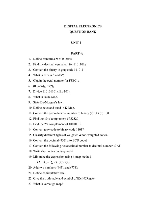 Digital Electronics Question Bank | PDF | Programming Languages | Computing