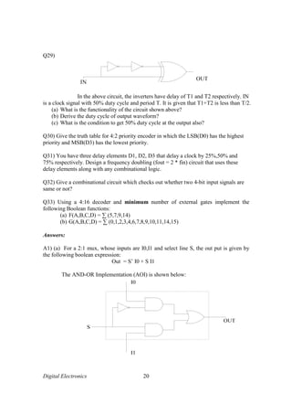 Digital Electronics Questions and Answers | PDF