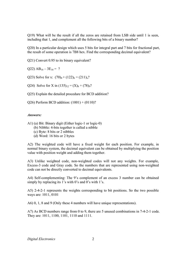 Digital Electronics Questions and Answers | PDF | Programming Languages | Computing