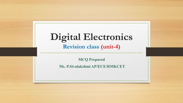 Digital electronics revision unit4 mcq | PPT