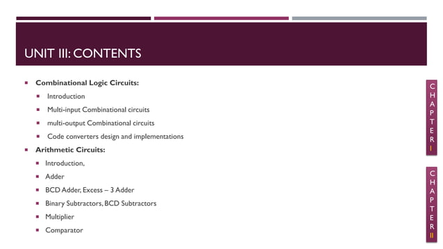 FYBSC IT Digital Electronics Unit III Chapter I Combinational Logic ...