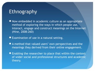 James Robson - Digital and Online Ethnography | PPT