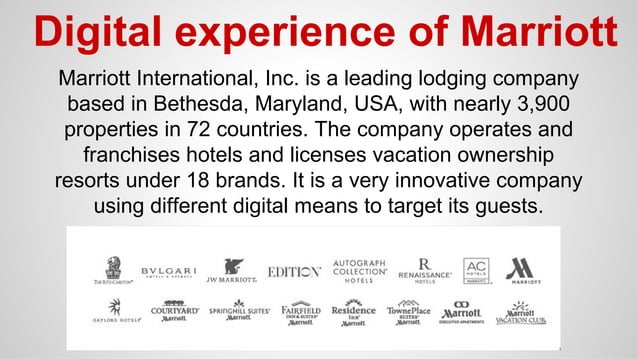 Digital experience of marriott 2 | PPT