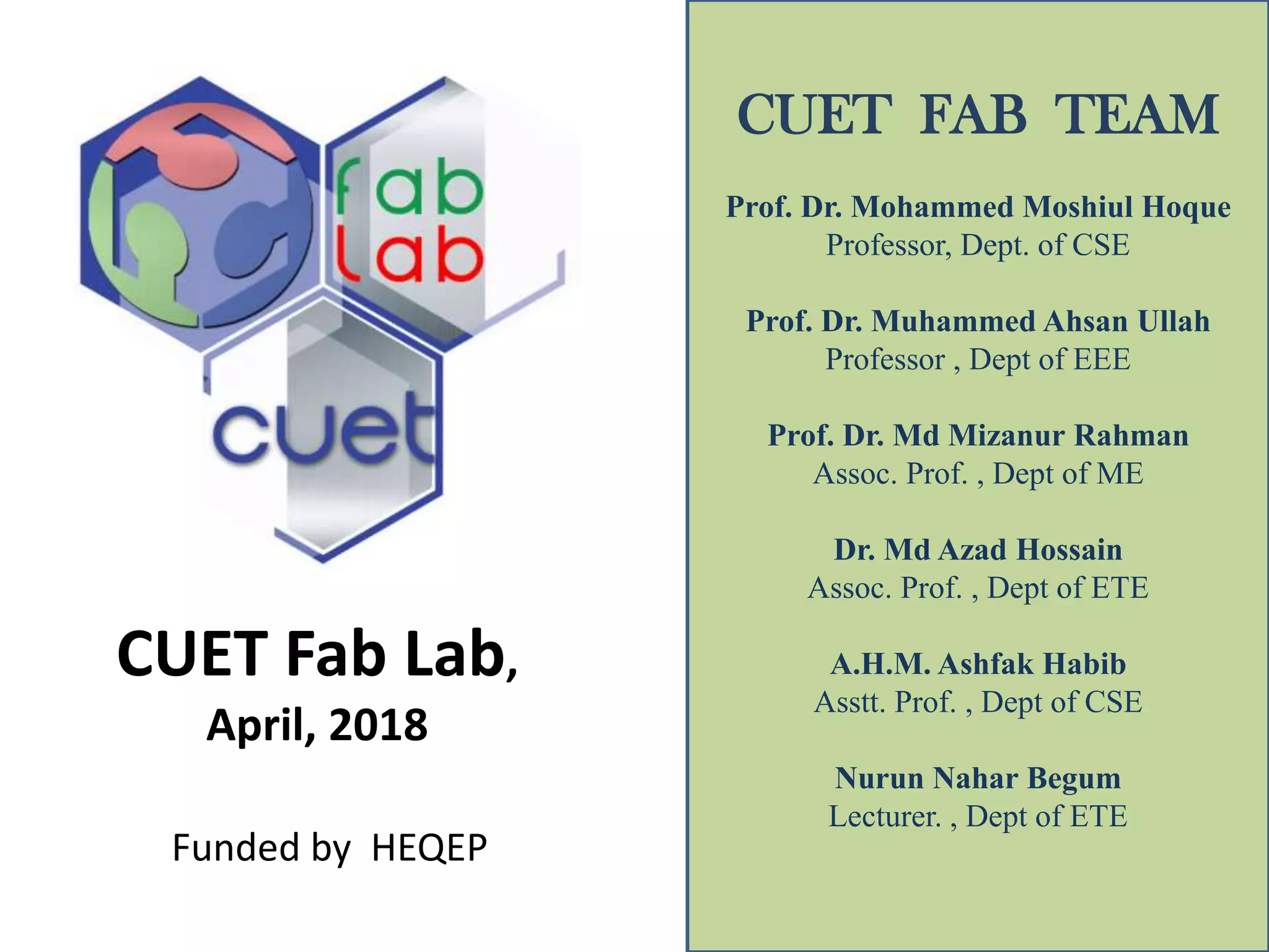 Digital fabrication at CUET Fablab | PPSX