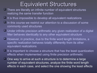 Digital filter structures Digital Signal Processing NIT DURGAPUR | PPT
