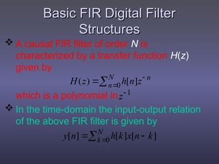 Digital filter structures Digital Signal Processing NIT DURGAPUR | PPT