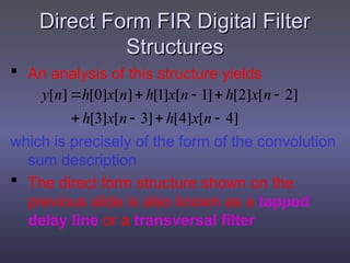 Digital filter structures Digital Signal Processing NIT DURGAPUR | PPT