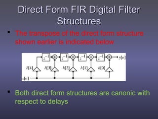 Digital filter structures Digital Signal Processing NIT DURGAPUR | PPT