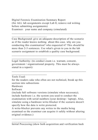 Digital Forensic Examination Summary Report(for ALL lab assignme.docx