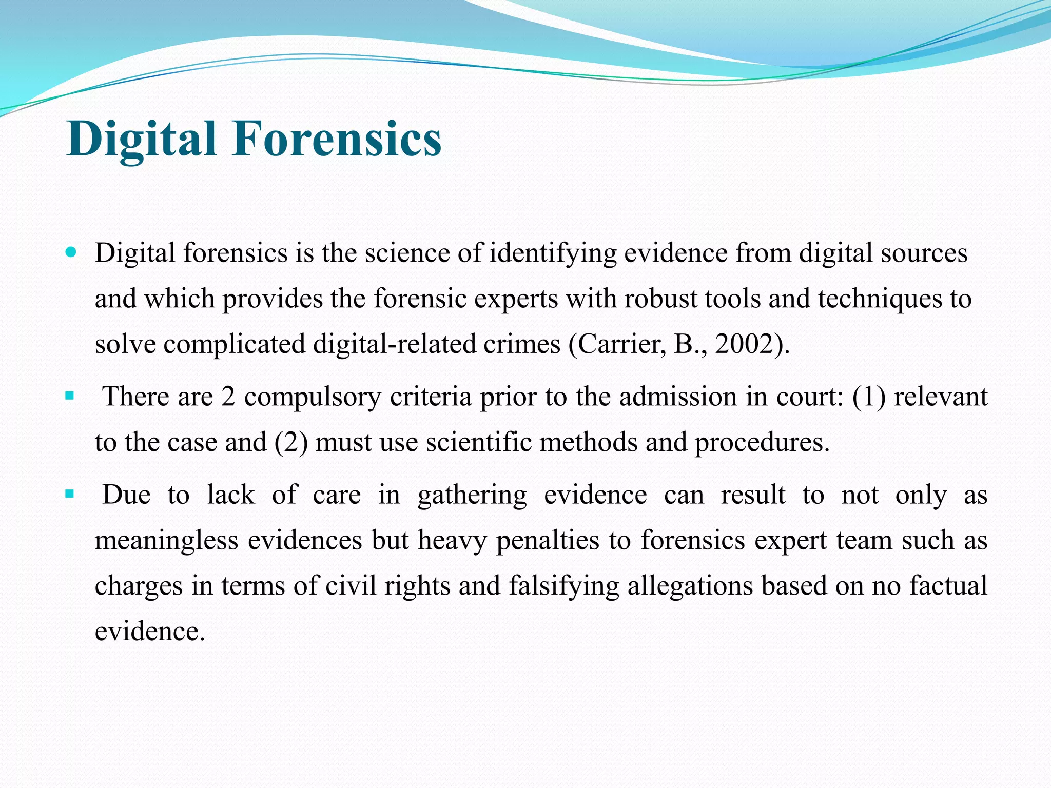 Digital forensics | PPTX | Databases | Computer Software and Applications