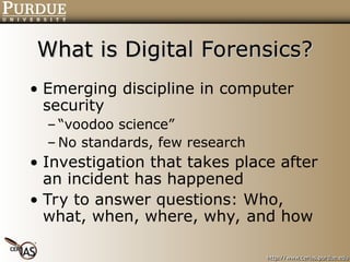 Basics of Digital Forensics, techniques and tools | PPT
