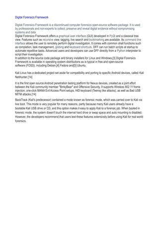 Digital forensics framework tool is used to investigate | PDF