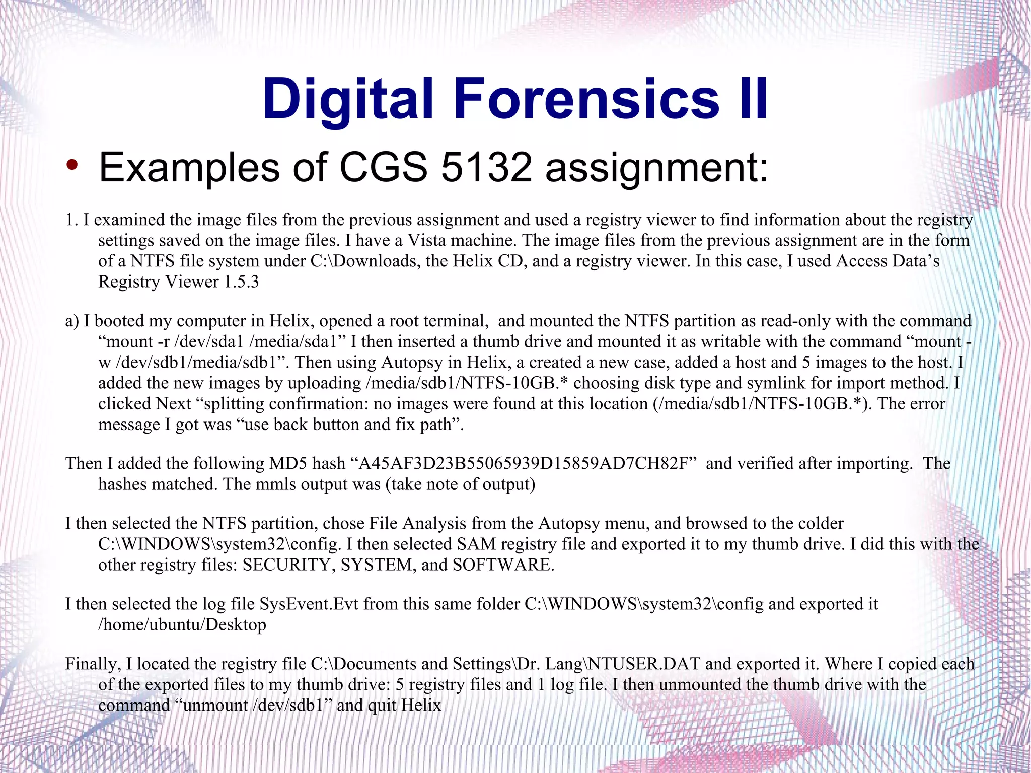 Digital Forensics Presentation | ODP