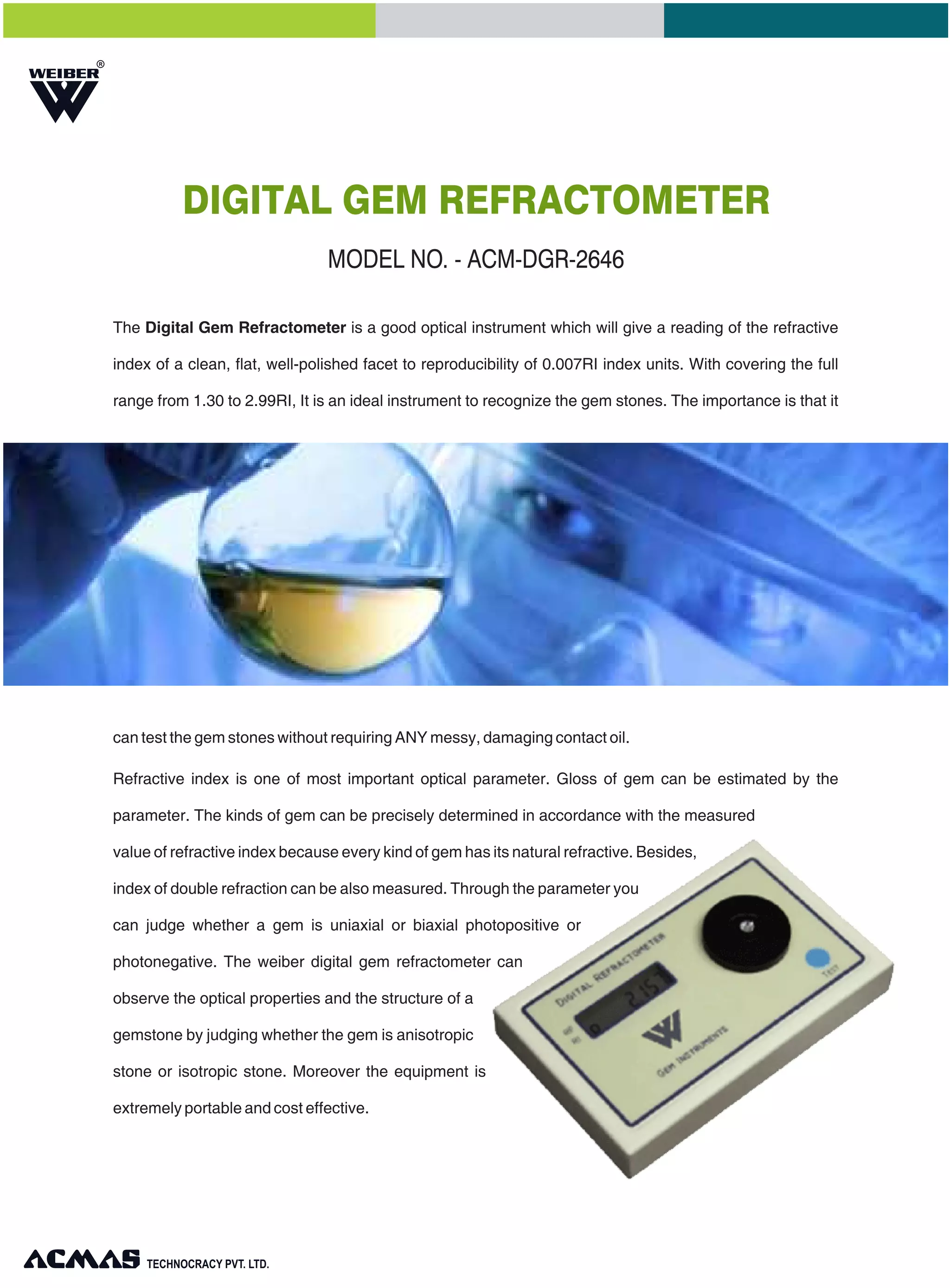 Digital Gem Refractometer by ACMAS Technologies Pvt Ltd. | PDF