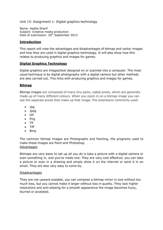 Digital graphics technology | DOCX | Graphics Software | Computer Software and Applications