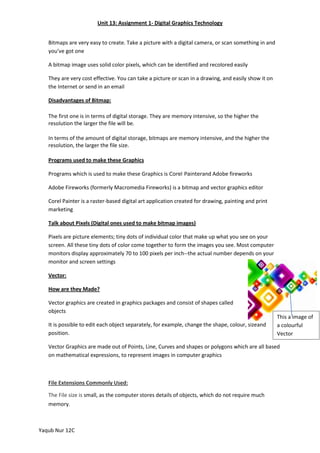 Digital graphics technology | DOCX | Graphics Software | Computer Software and Applications