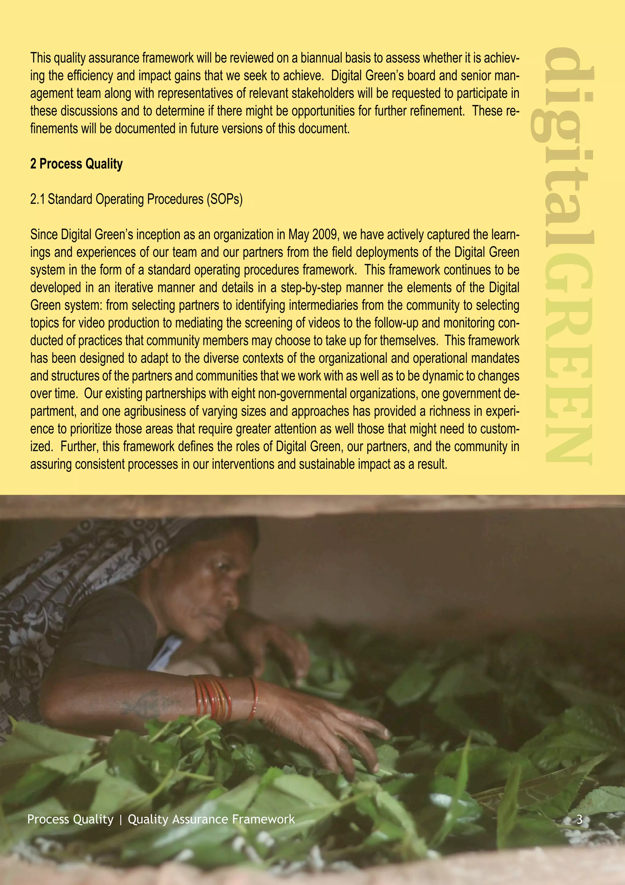 Digital green - Quality Assurance Framework (QFA) | PDF