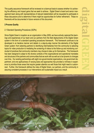 Digital green - Quality Assurance Framework (QFA) | PDF