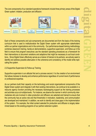 Digital green - Quality Assurance Framework (QFA) | PDF