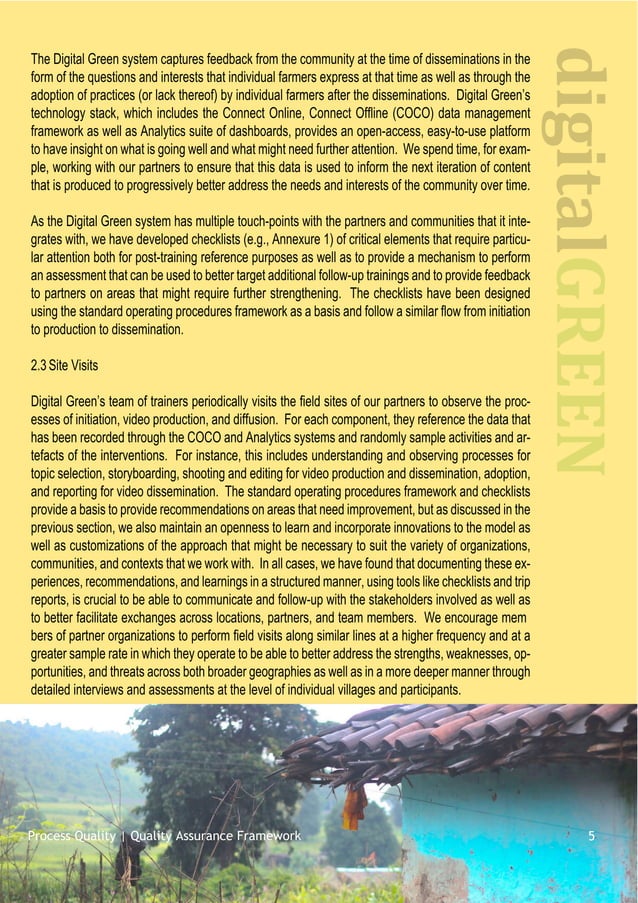Digital green - Quality Assurance Framework (QFA) | PDF