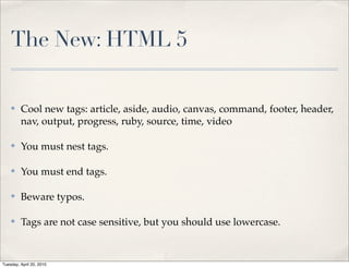 A Primer on HTML 5 - By Nick Armstrong | PPT