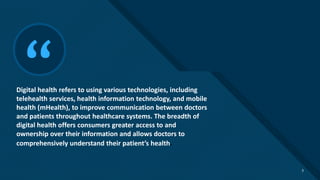 DIGITAL HEALTH this ppt explains what is digital health | PPTX
