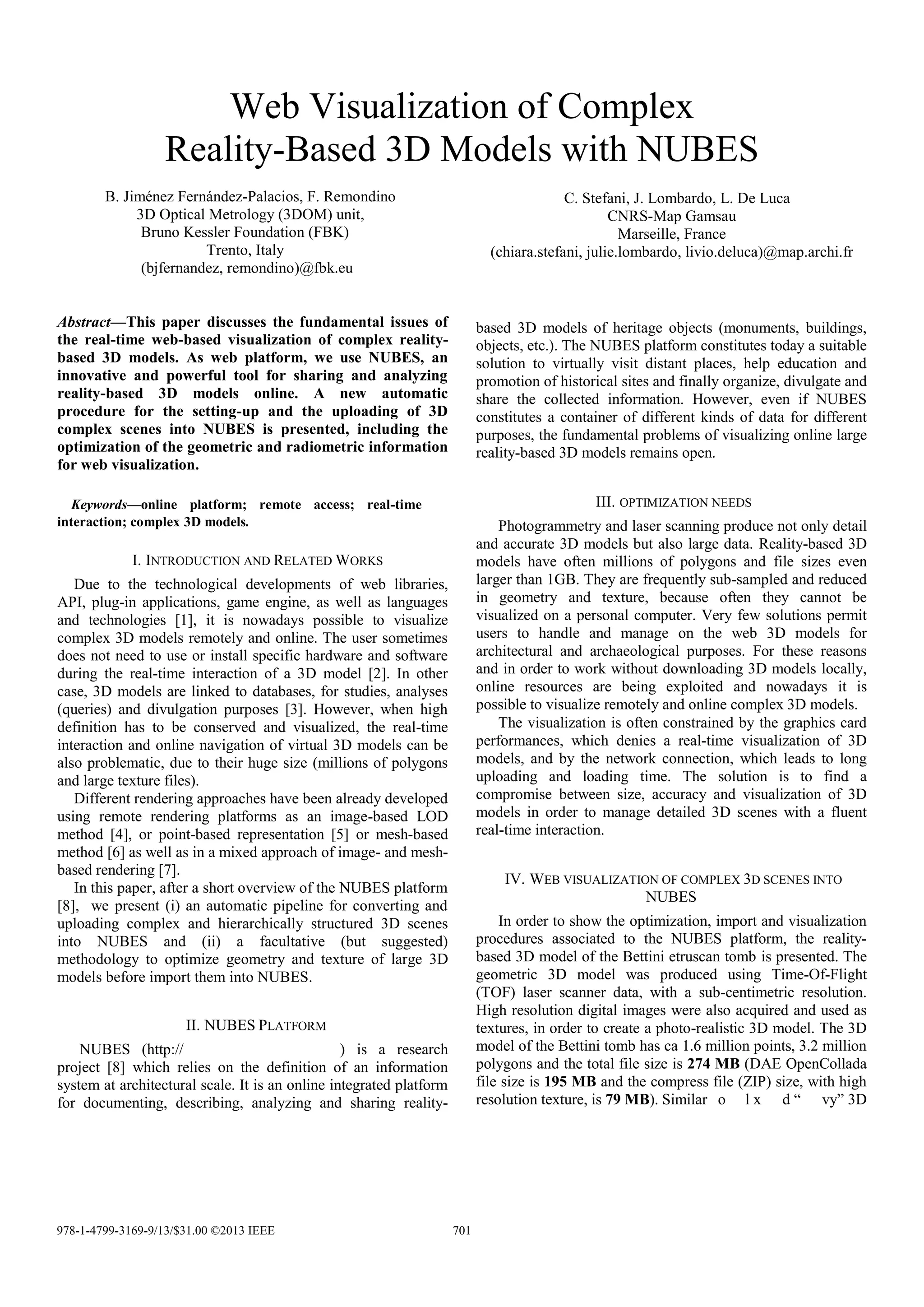 Web visualization of complex reality-based 3D models with Nubes | PDF | 3-D Graphics | Computer ...
