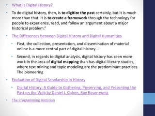Digital Humanities for Historians: An introduction | PPT