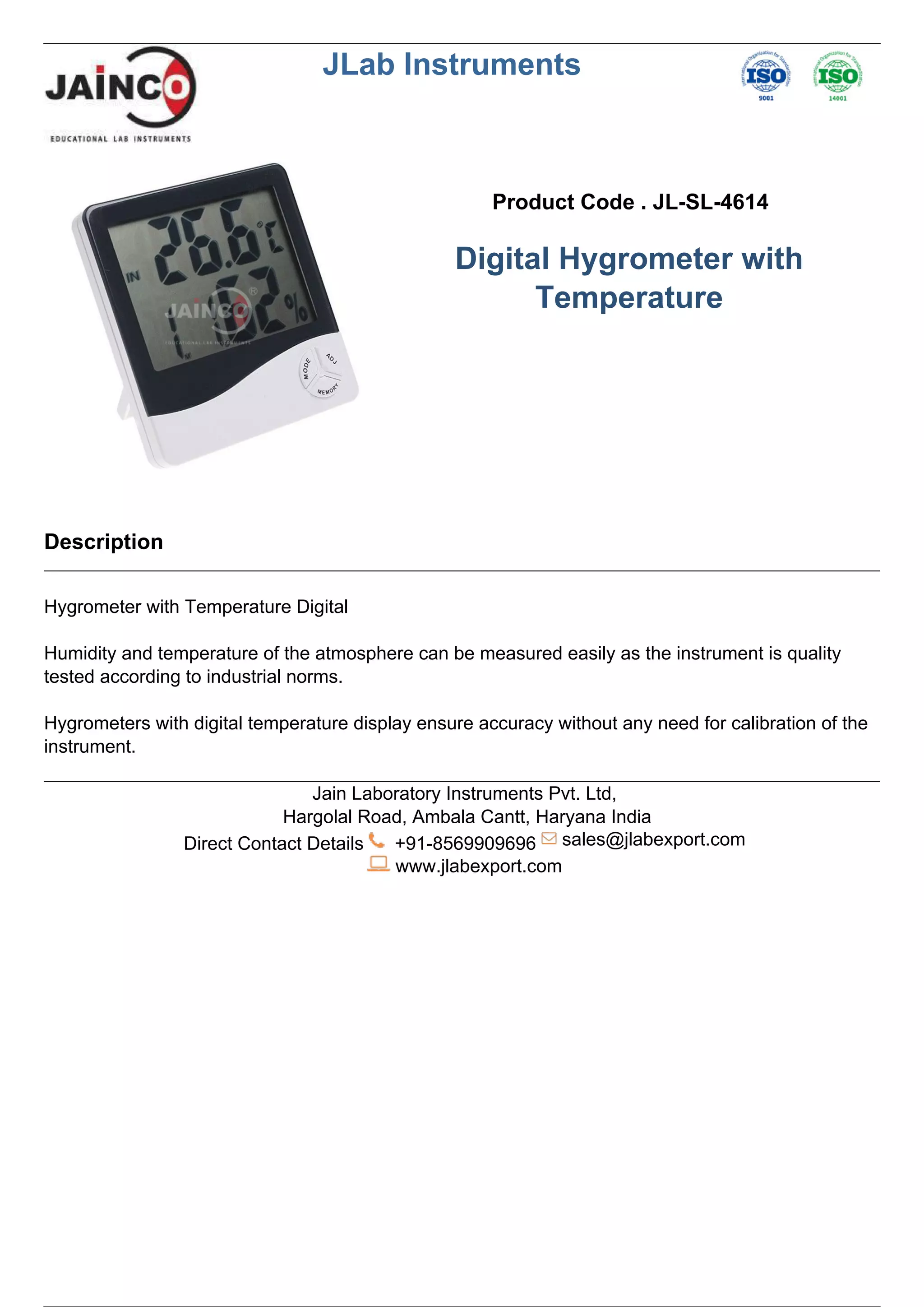 Digital hygrometer with_temperature | PDF