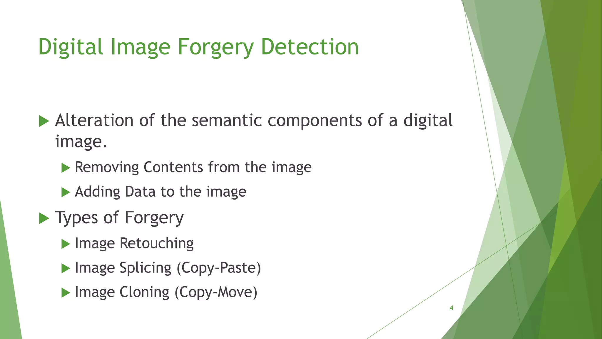 Digital image forgery detection | PPTX