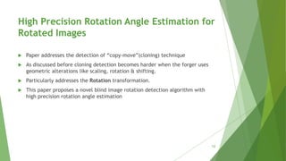 Digital image forgery detection | PPTX