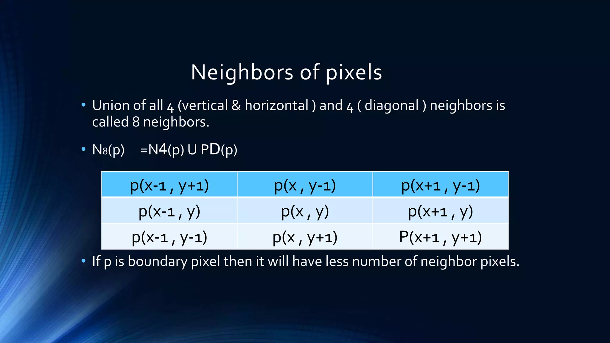 Basics of pixel neighbor. | PPTX