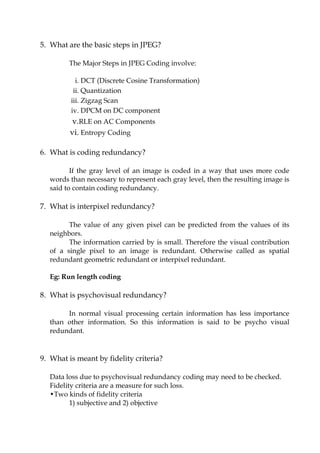 Digital Image Processing - Image Compression | PDF