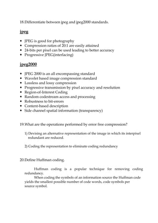 Digital Image Processing - Image Compression | PDF