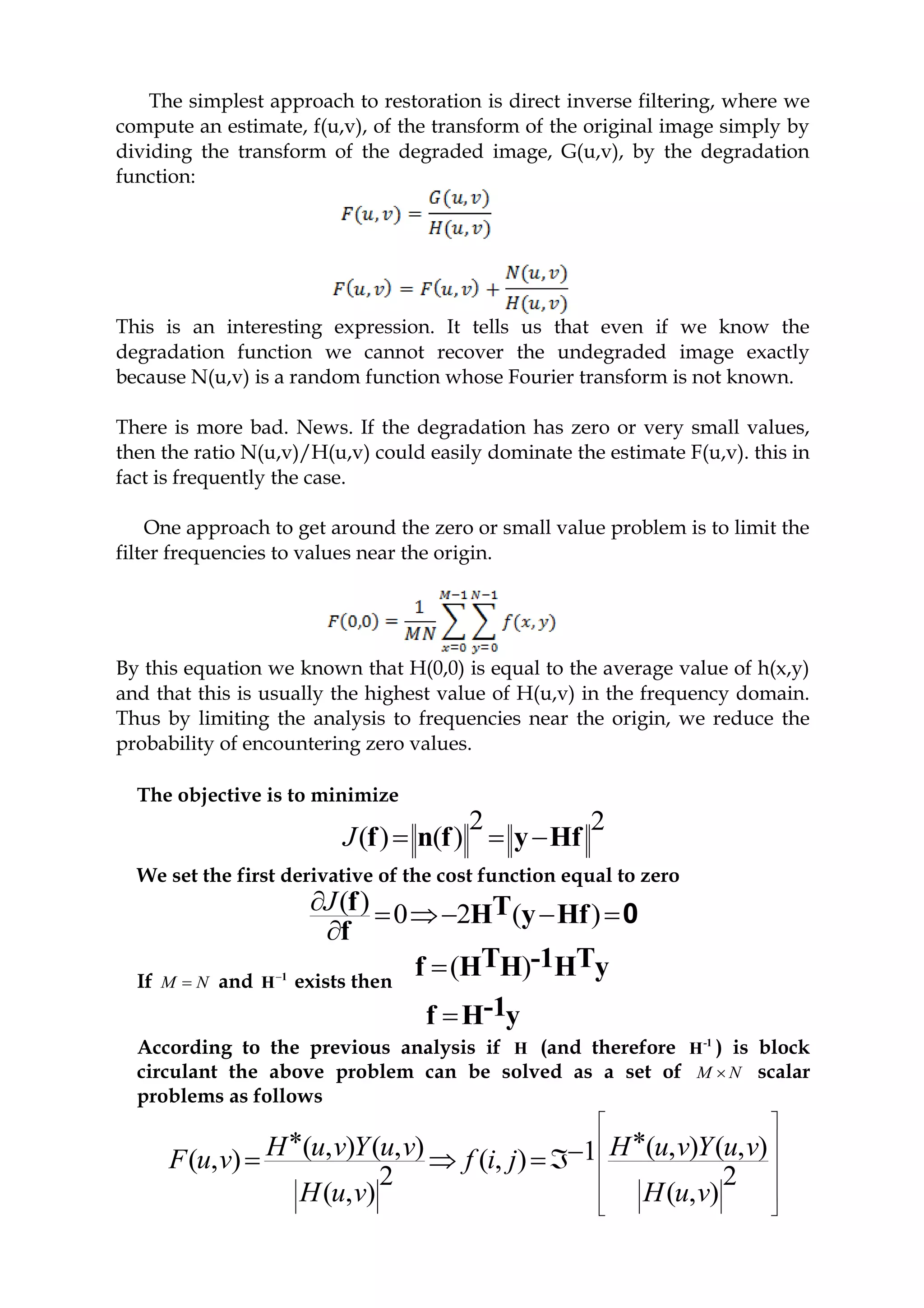 Digital Image Processing - Image Restoration | PDF