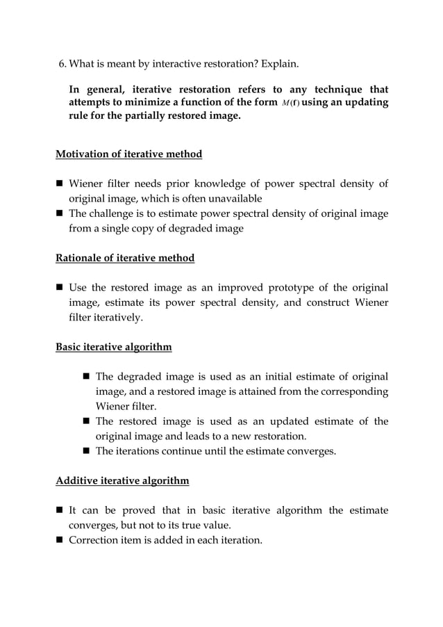 Digital Image Processing - Image Restoration | PDF | Photo Editing ...